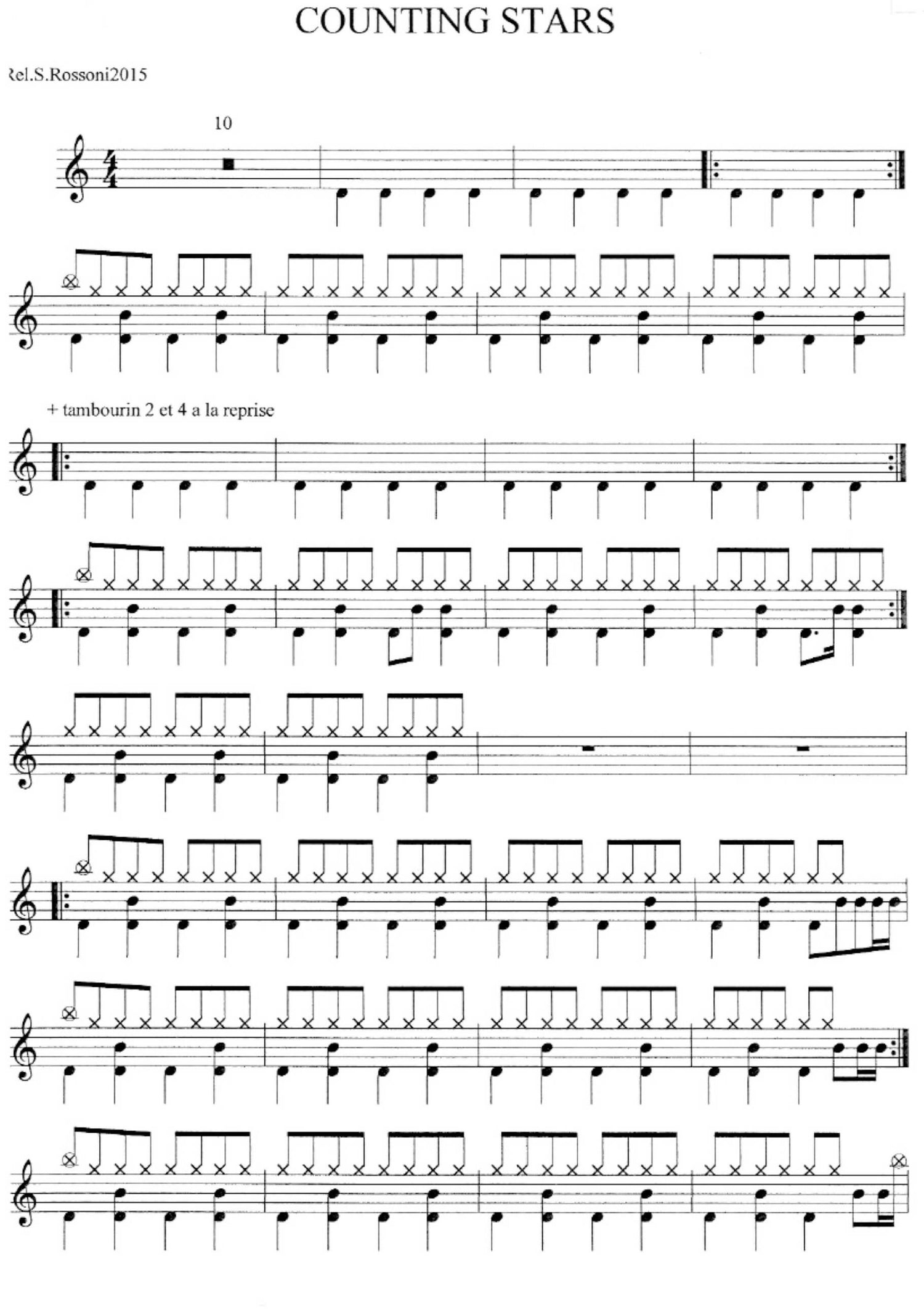 Counting Stars - OneRepublic - Drum Sheet Music - Rossoni ...