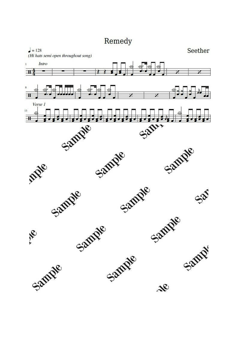 Remedy - Seether - Drum Sheet Music - KiwiDrums – DrumSetSheetMusic