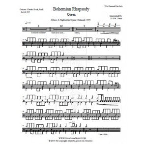 Bohemian Rhapsody - Queen - Drum Sheet Music - DrumScoreWorld.com ...