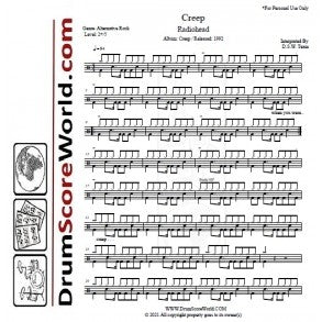 Creep - Radiohead - Drum Sheet Music - DrumScoreWorld.com ...