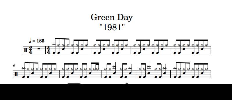 1981 - Green Day - Drum Sheet Music - DrumonDrummer – DrumSetSheetMusic