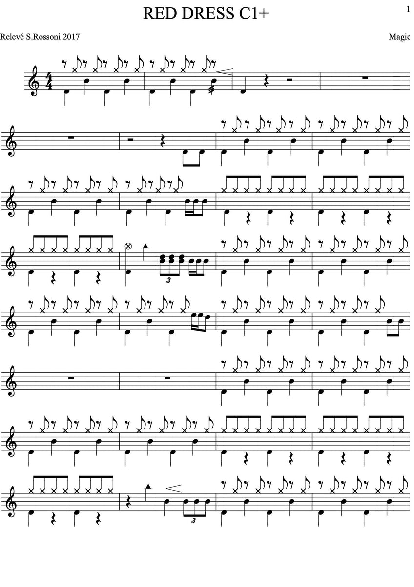 Red Dress - Magic! - Drum Sheet Music - Rossoni – DrumSetSheetMusic