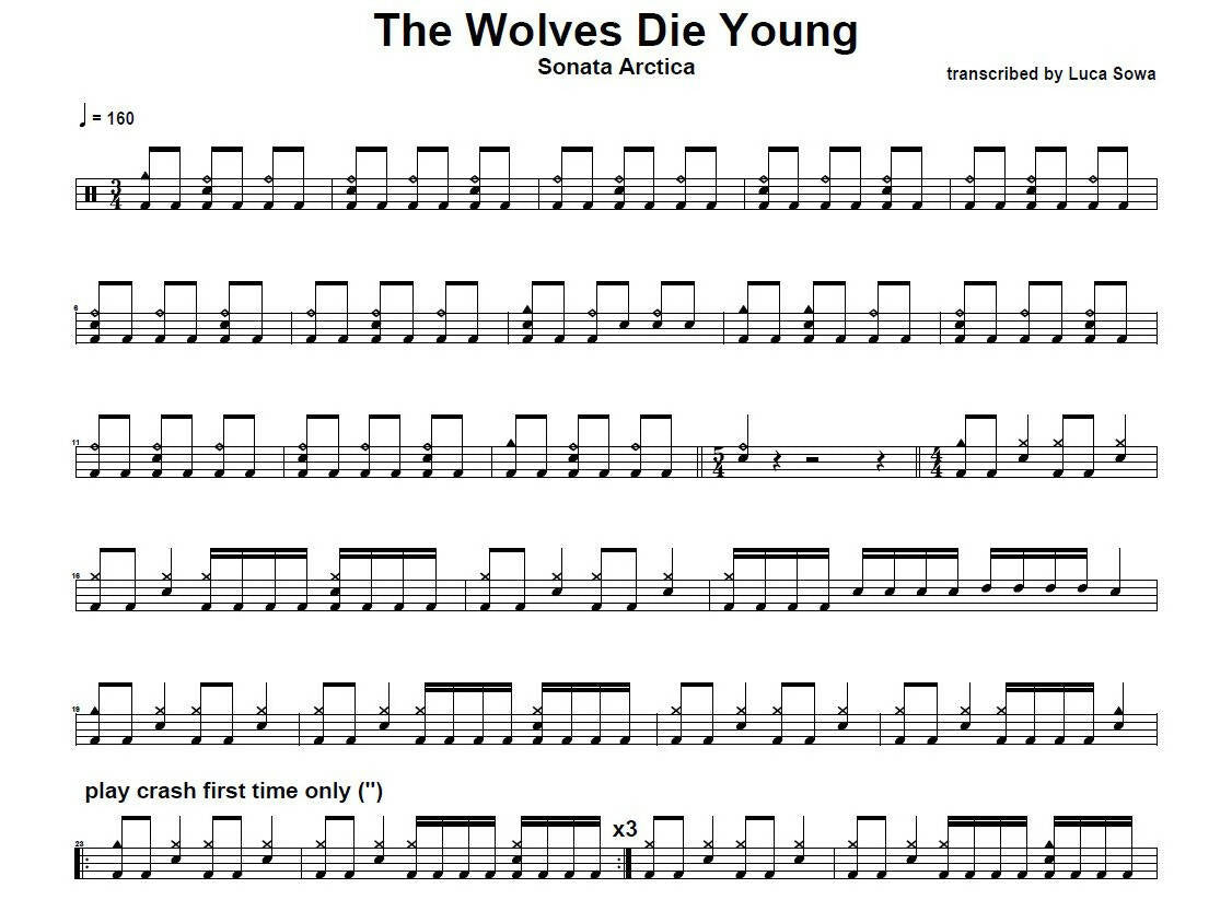 The Wolves Die Young - Sonata Arctica - Drum Sheet Music - Luca Sowa ...