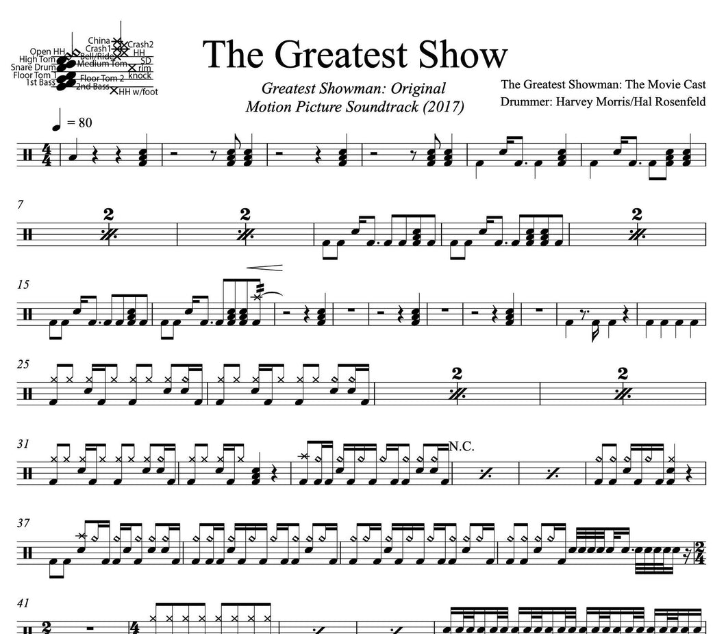 The Greatest Show - The Greatest Showman: the Movie Cast - Drum Sheet ...