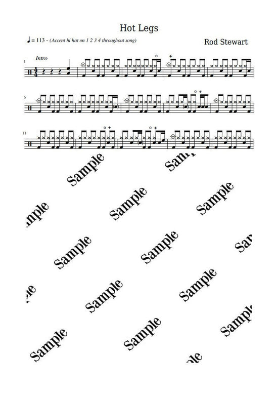 Hot Legs - Rod Stewart - Drum Sheet Music - KiwiDrums – DrumSetSheetMusic