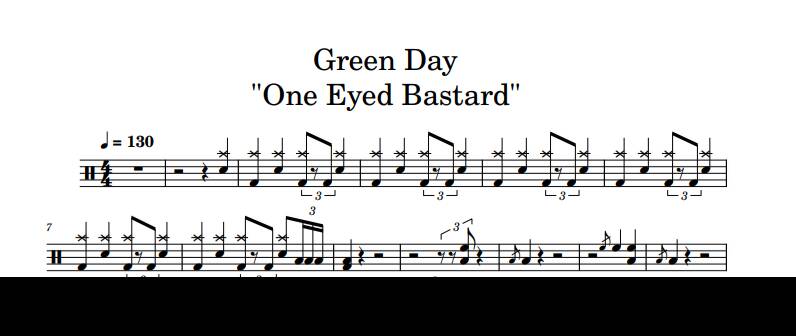 One Eyed Bastard - Green Day - Drum Sheet Music - DrumonDrummer ...