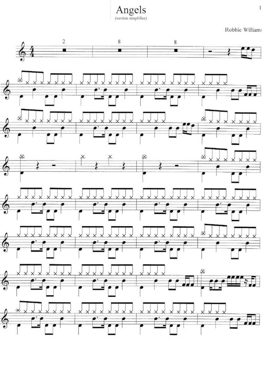 Angels - Robbie Williams - Drum Sheet Music - Rossoni – DrumSetSheetMusic