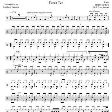 Force Ten - Rush - Drum Sheet Music - Drumm Transcriptions ...