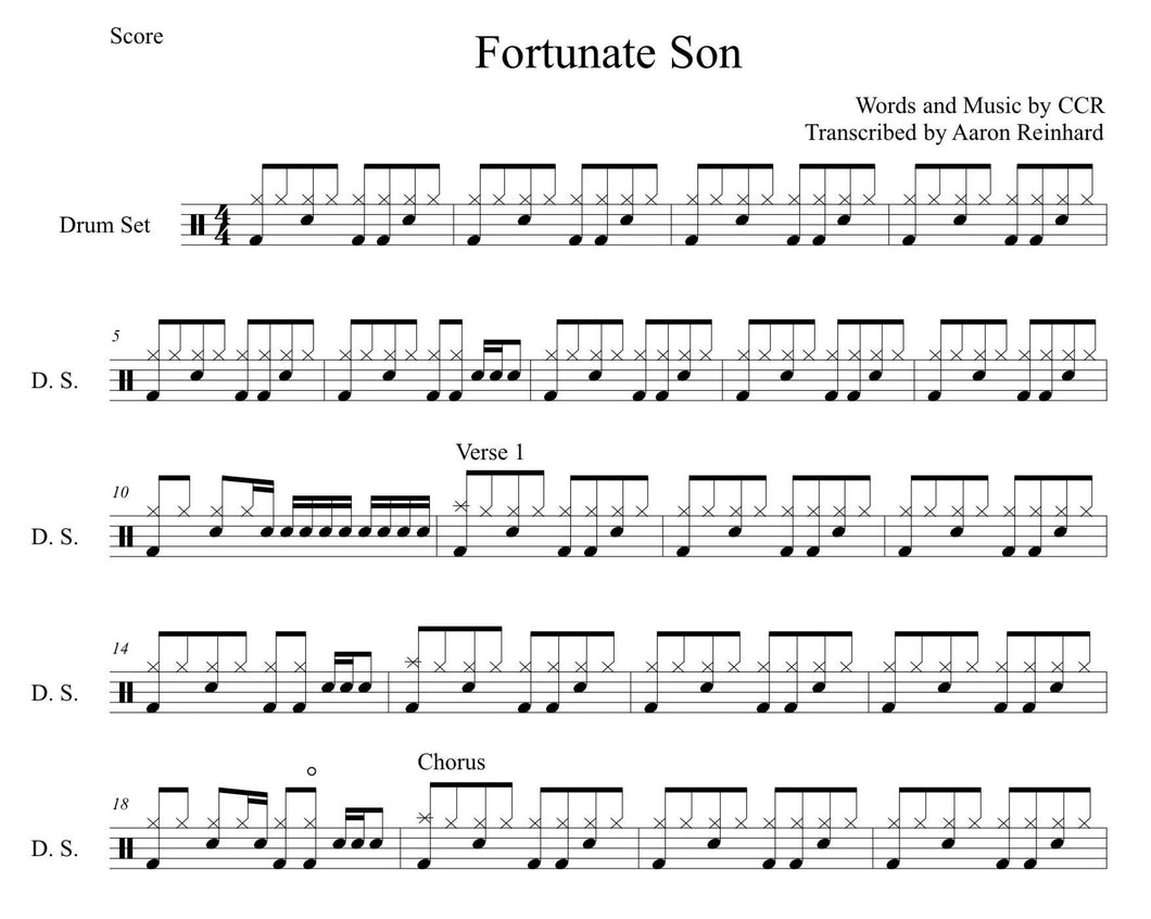 Fortunate Son - Creedence Clearwater Revival (CCR) - Drum Sheet Music ...