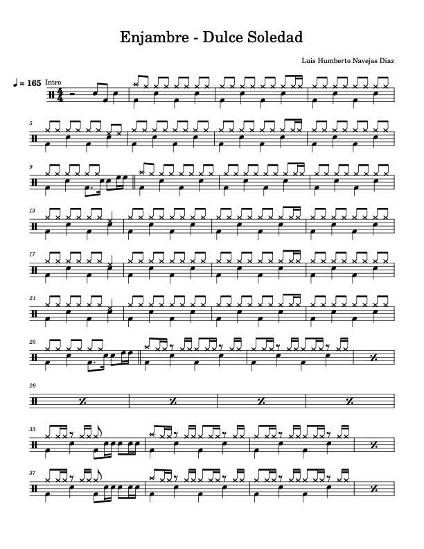 Dulce Soledad - Enjambre - Drum Sheet Music - Carlos Dias-Aidos – DrumSetSheetMusic