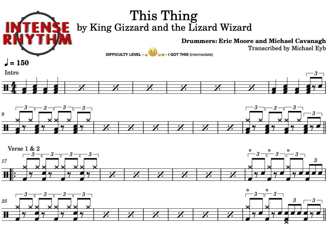 This Thing - King Gizzard and the Lizard Wizard - Drum Sheet Music ...