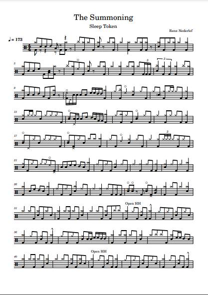 The Summoning - Sleep Token - Drum Sheet Music - Renz Nederlof ...