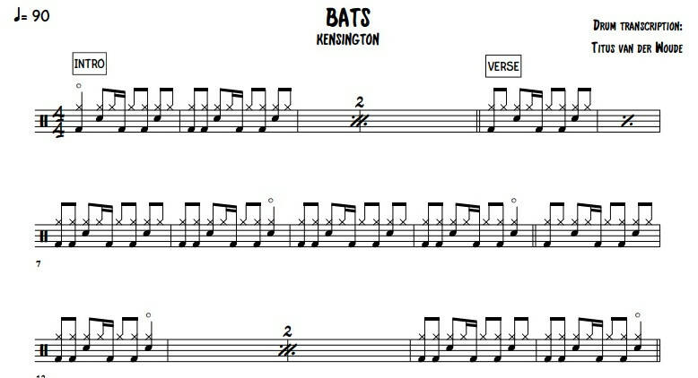 Bats - Kensington - Drum Sheet Music - Titus van der Woude ...