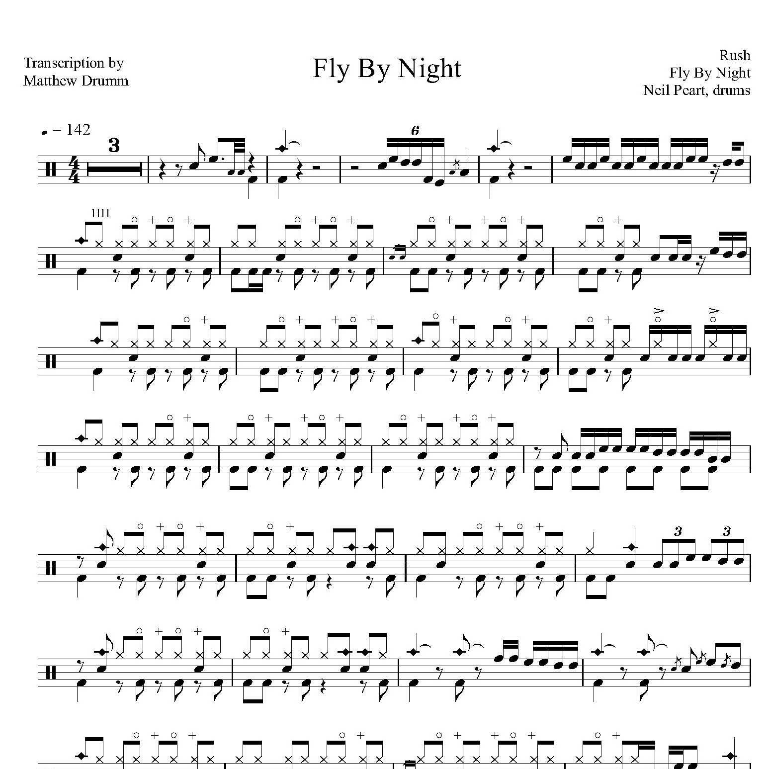 Rush: Fly By Night (Complete Album Drum Transcriptions) – DrumSetSheetMusic
