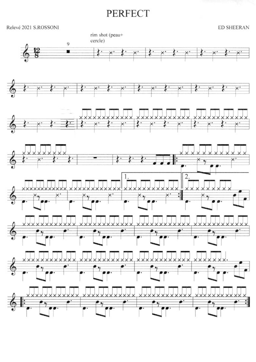 Perfect - Ed Sheeran - Drum Sheet Music - Rossoni – DrumSetSheetMusic