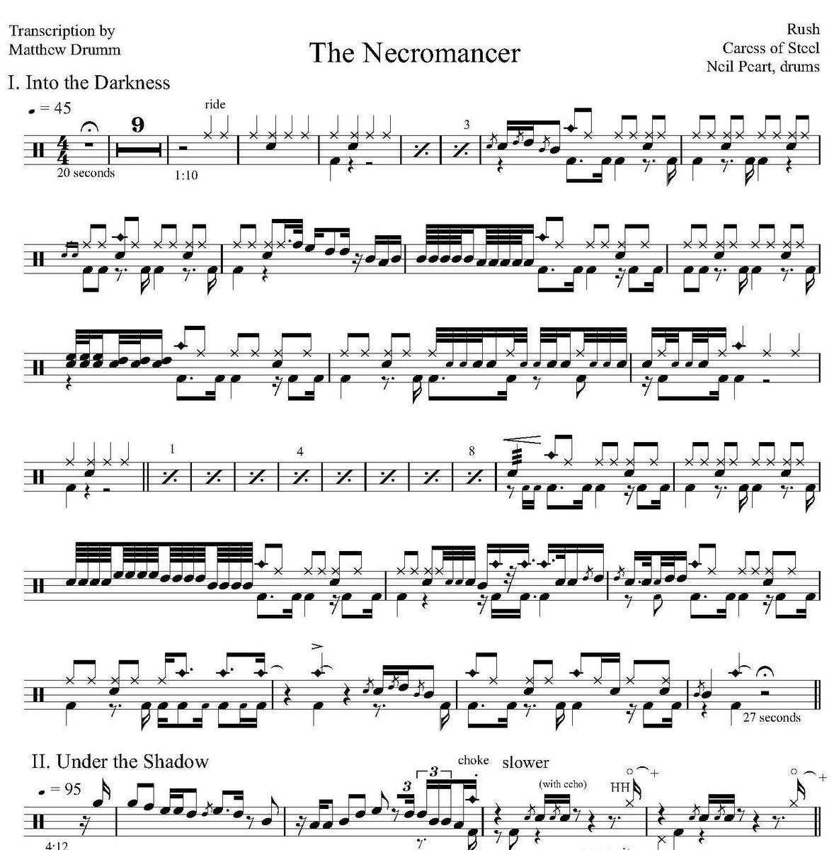 The Necromancer - Rush - Drum Sheet Music - Drumm Transcriptions ...