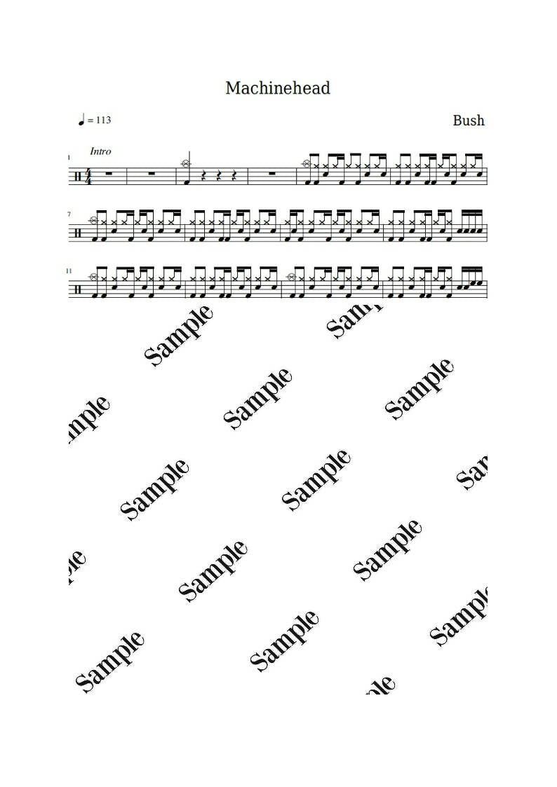 Machinehead - Bush - Drum Sheet Music - KiwiDrums – DrumSetSheetMusic