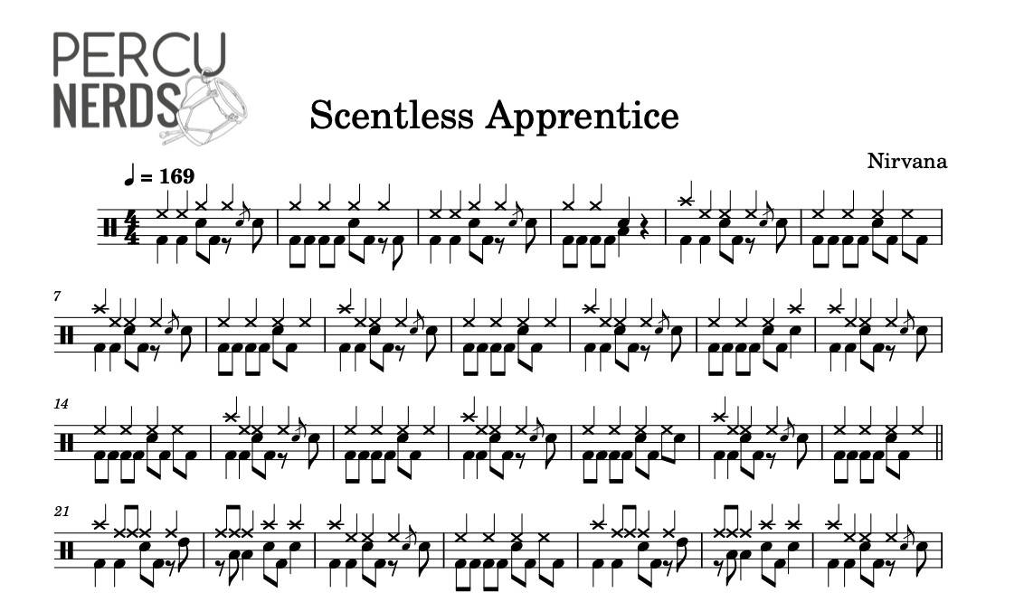 Scentless Apprentice - Nirvana - Drum Sheet Music - Percunerds ...