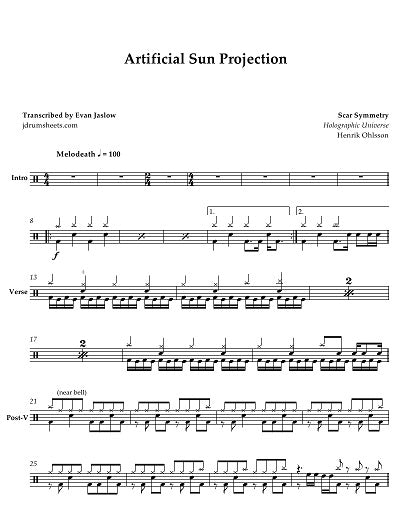 Artificial Sun Projection - Scar Symmetry - Drum Sheet Music - Jaslow ...
