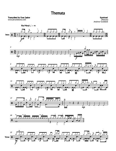 Themata - Karnivool - Drum Sheet Music - Jaslow Drum Sheets ...