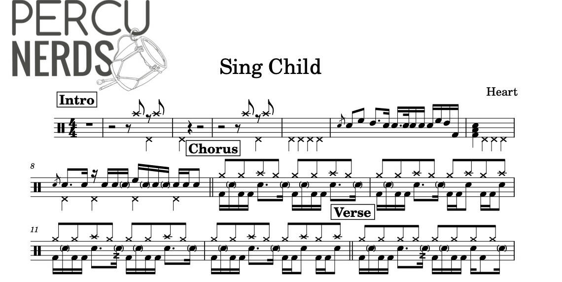 Sing Child - Heart - Drum Sheet Music - Percunerds Transcriptions ...