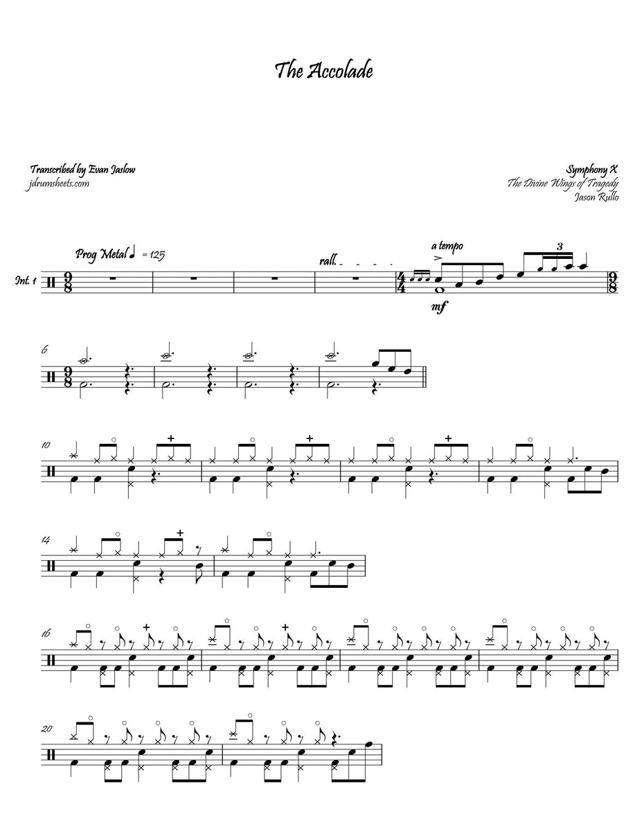 The Accolade - Symphony X - Drum Sheet Music - Jaslow Drum Sheets ...