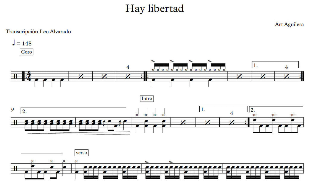 Hay Libertad - Art Aguilera - Drum Sheet Music - Leo Alvarado ...