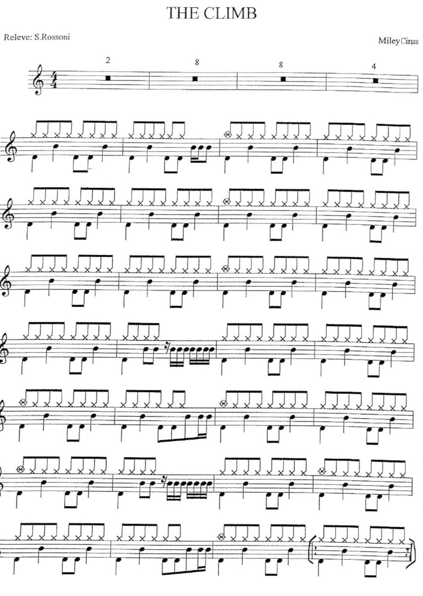 The Climb - Miley Cyrus - Drum Sheet Music - Rossoni – DrumSetSheetMusic
