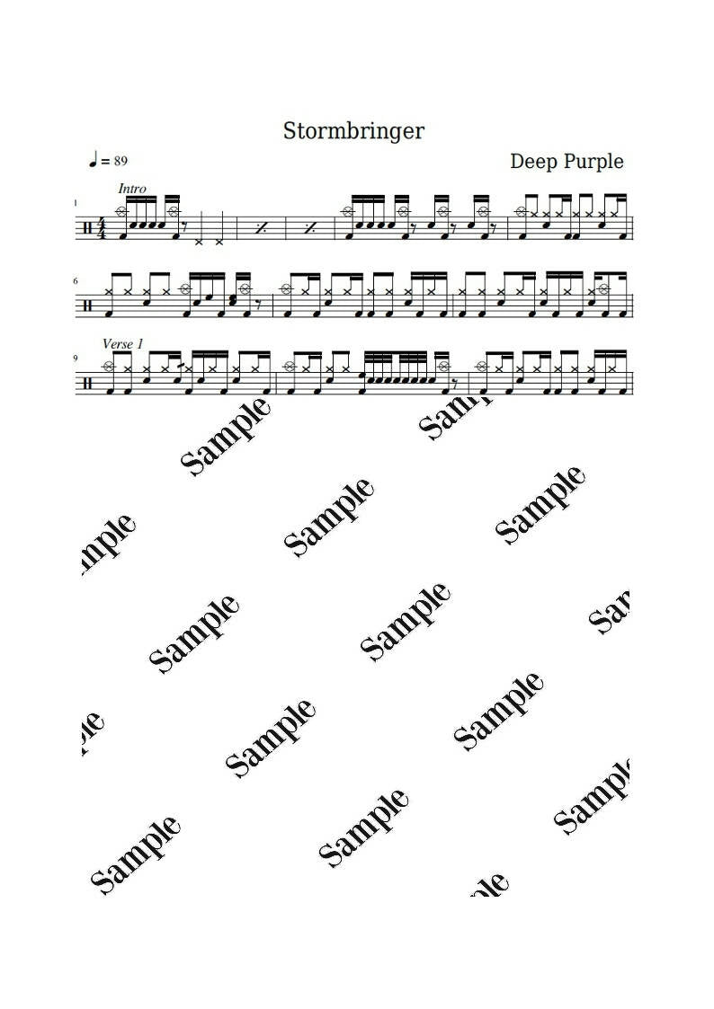 Stormbringer - Deep Purple - Drum Sheet Music - KiwiDrums ...