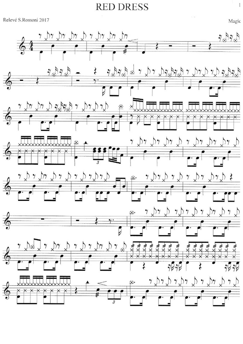 Red Dress - Magic! - Drum Sheet Music - Rossoni – DrumSetSheetMusic