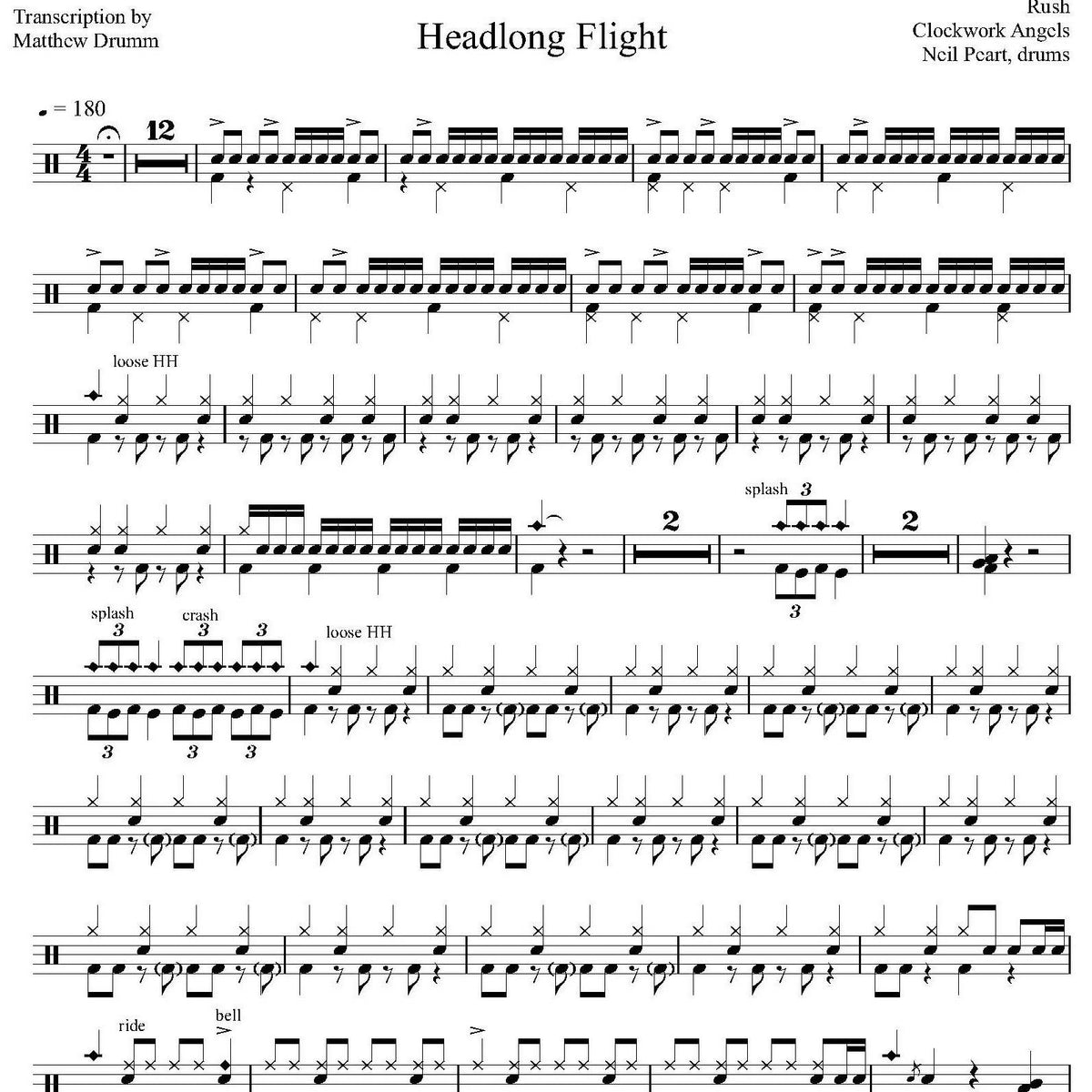 Headlong Flight - Rush - Drum Sheet Music - Drumm Transcriptions ...