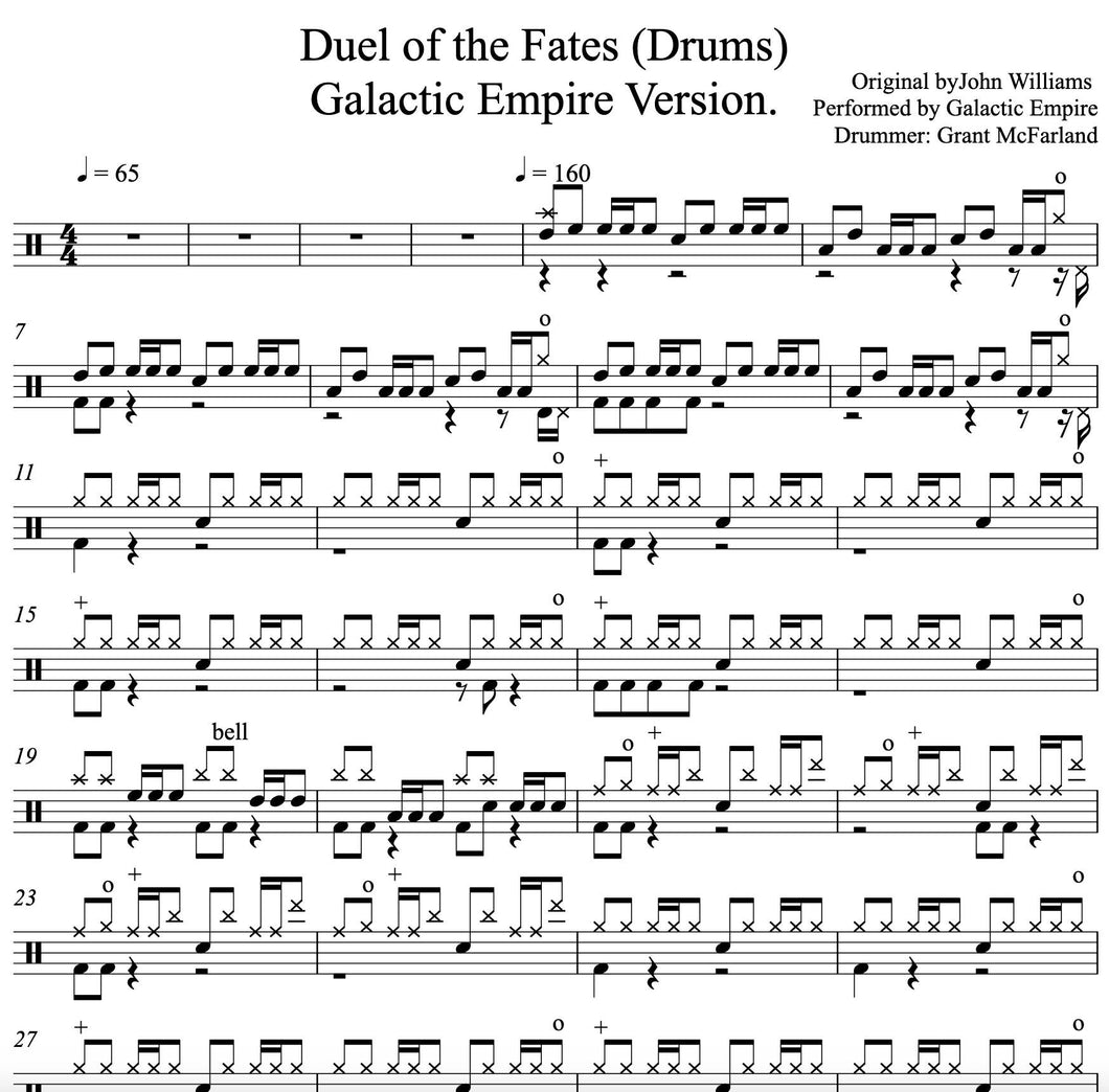 Duel of the Fates - Galactic Empire - Drum Sheet Music - David-Clulow ...