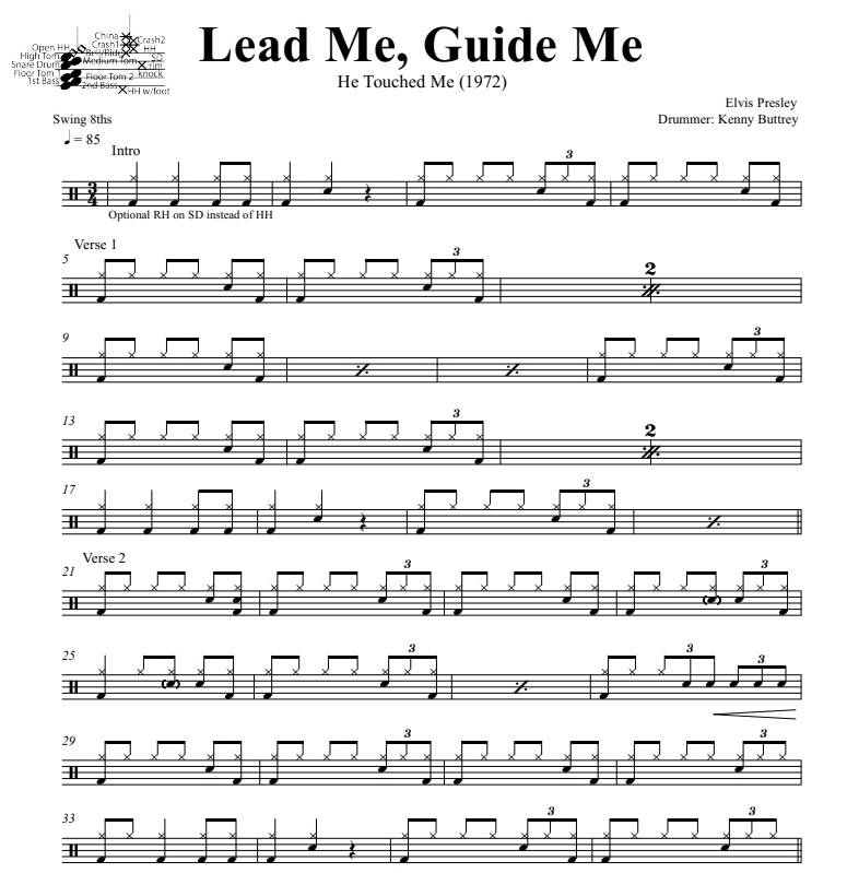 Lead Me, Guide Me - Elvis Presley - Drum Sheet Music ...
