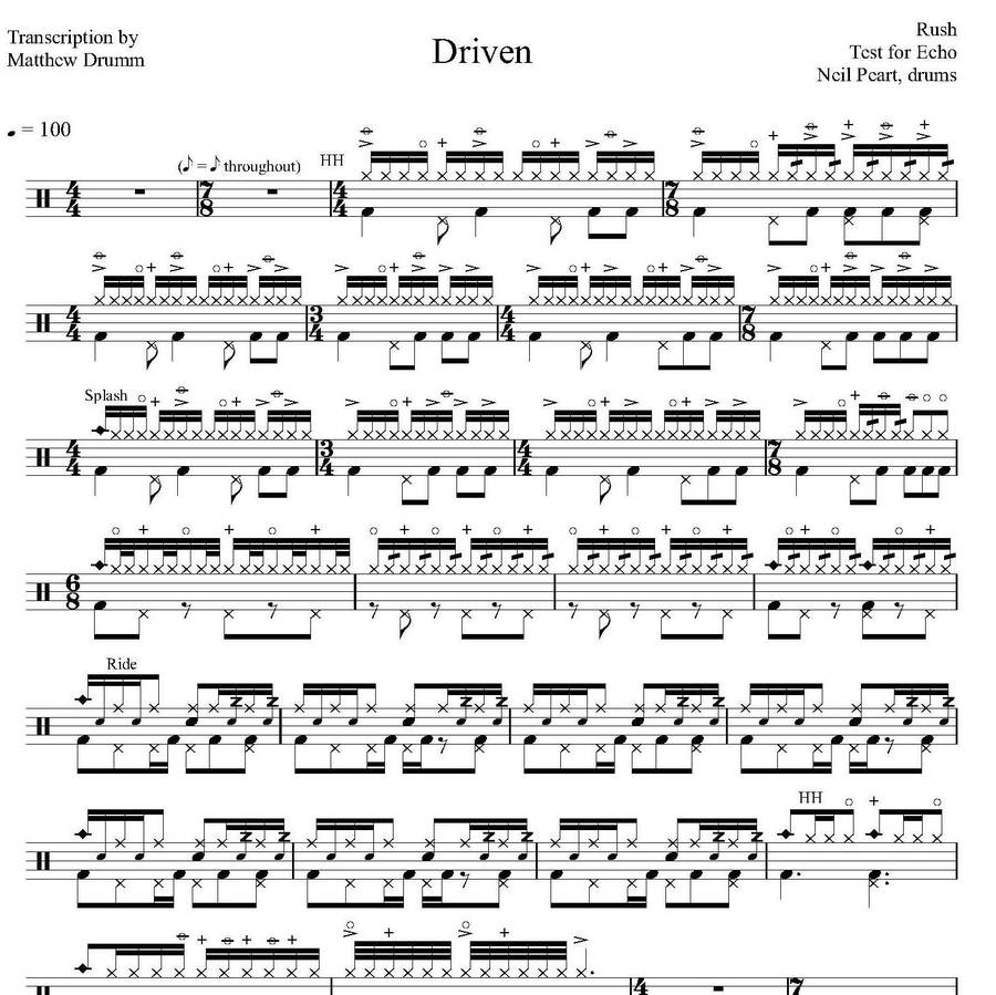 Driven - Rush - Drum Sheet Music - Drumm Transcriptions – DrumSetSheetMusic