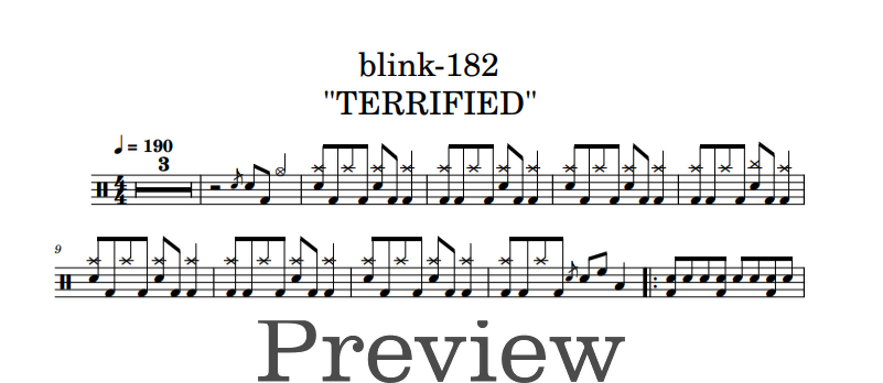 Terrified - Blink 182 - Drum Sheet Music - DrumonDrummer ...