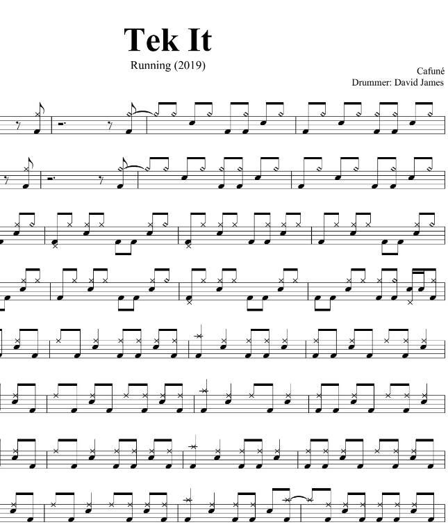 Tek It - Cafuné - Drum Sheet Music - DrumSetSheetMusic.com